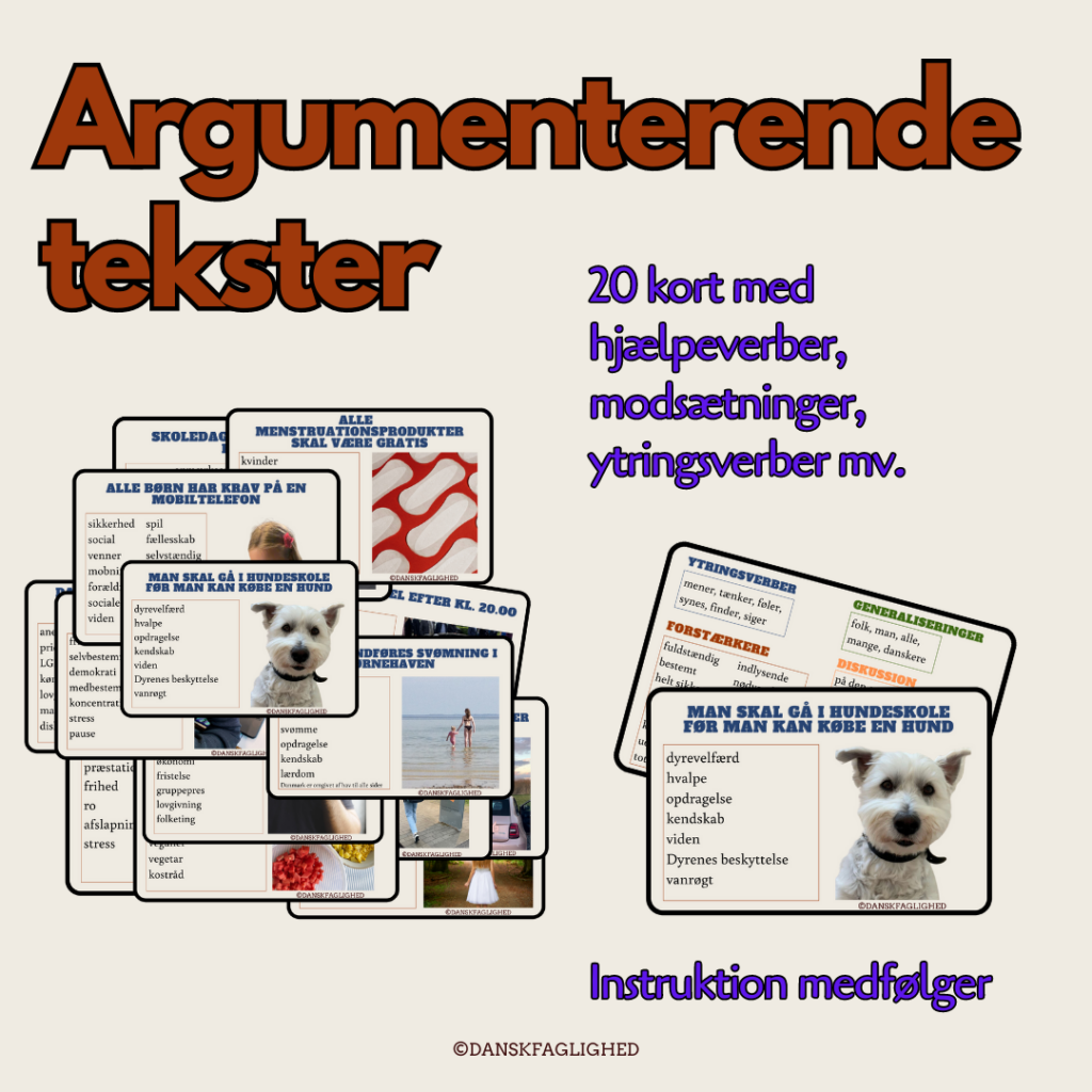Argumenterende tekstkort med opskrift - Danskfaglighed