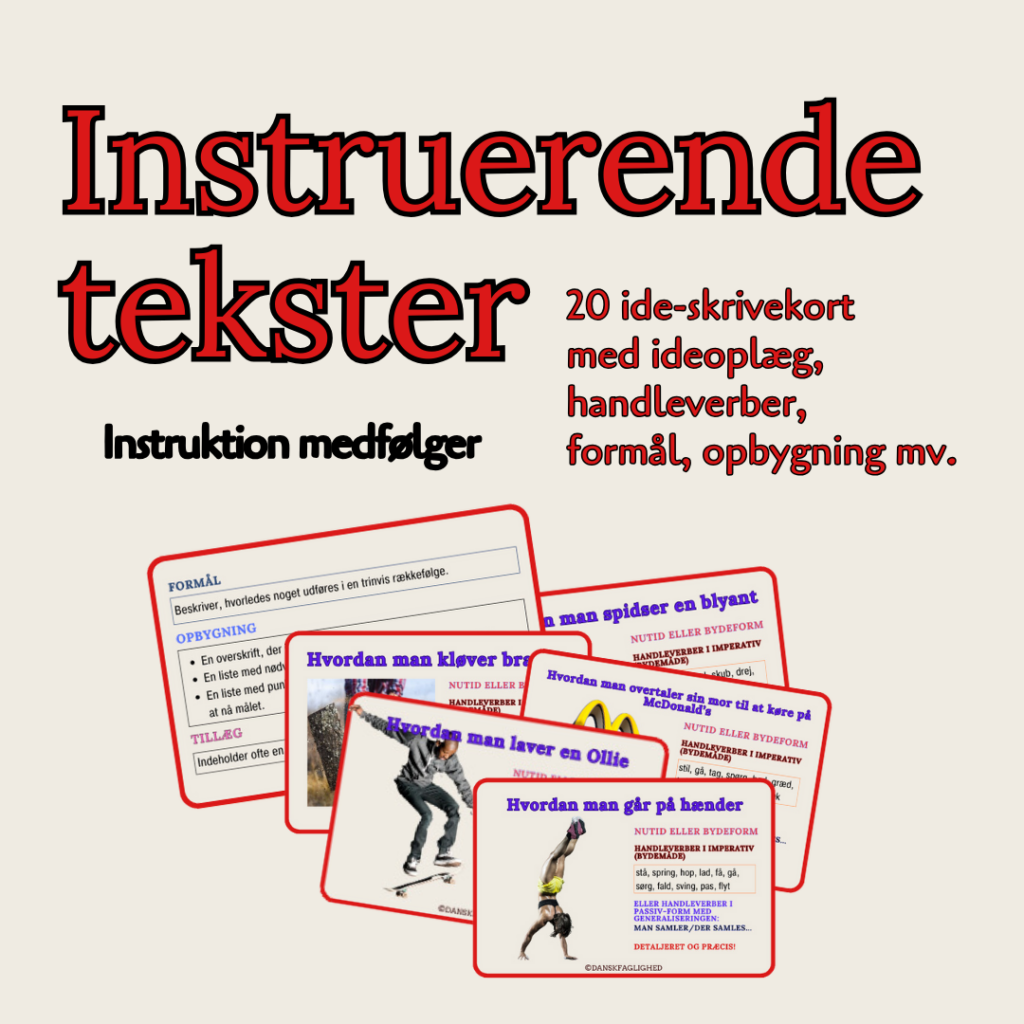 Instruerende tekstkort med opskrift - Danskfaglighed